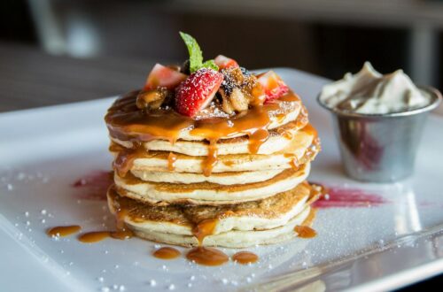 pancake with sliced strawberry